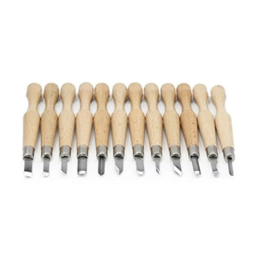 Knife Depot Wood Carving Chisel Set – 12 Piece SK7 Various Blades with ...
