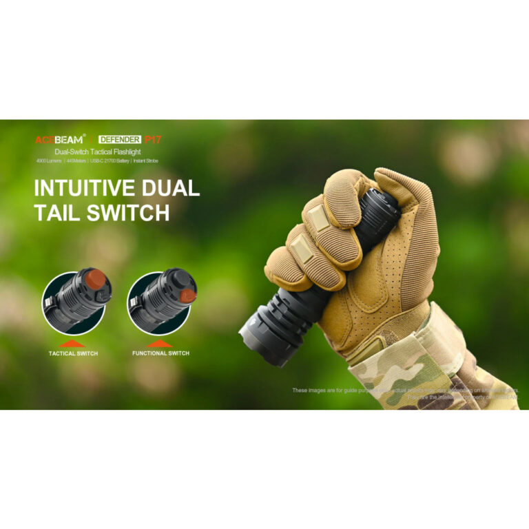 AceBeam Defender P17 Compact Tactical Torch (4900 Lumens, 445 Metres ...