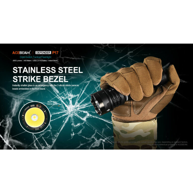 AceBeam Defender P17 Compact Tactical Torch (4900 Lumens, 445 Metres ...